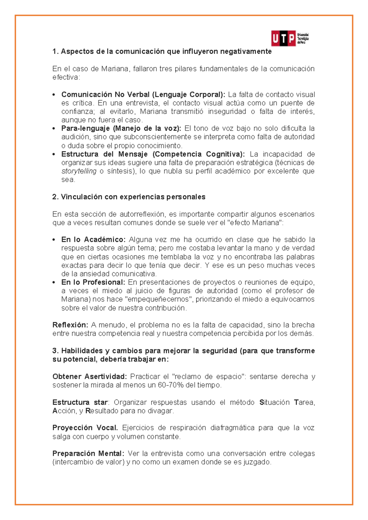S01. Tarea: Análisis de la Comunicación en el Caso de Mariana - Studocu