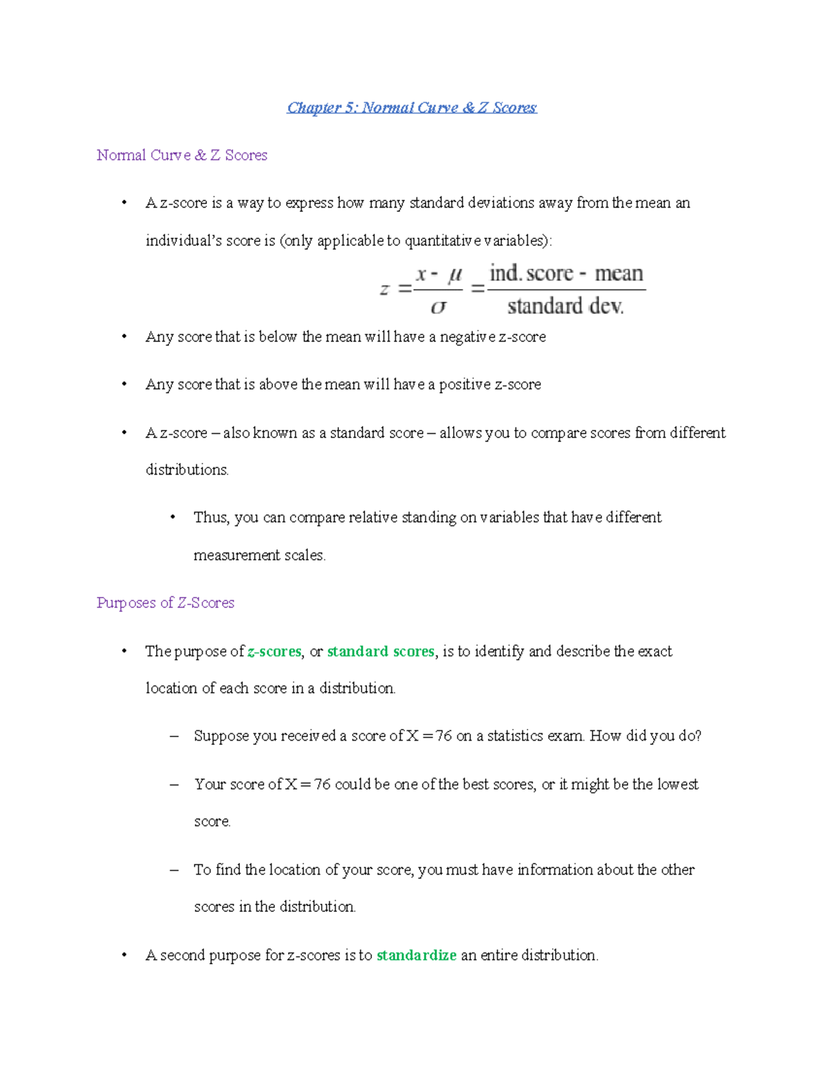 Psychological Statistics Chapter 5: Understanding Normal Curves & Z ...