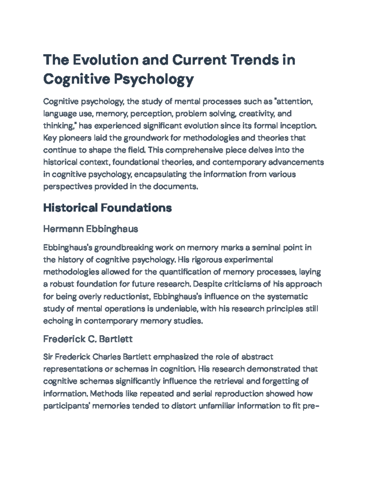 Cognitive Psychology: Evolution, Foundations & Current Trends Overview ...
