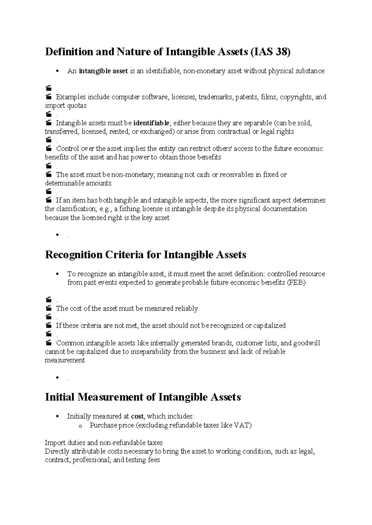 Summary of Intangible Assets and Their Nature (IAS 38) - Studocu