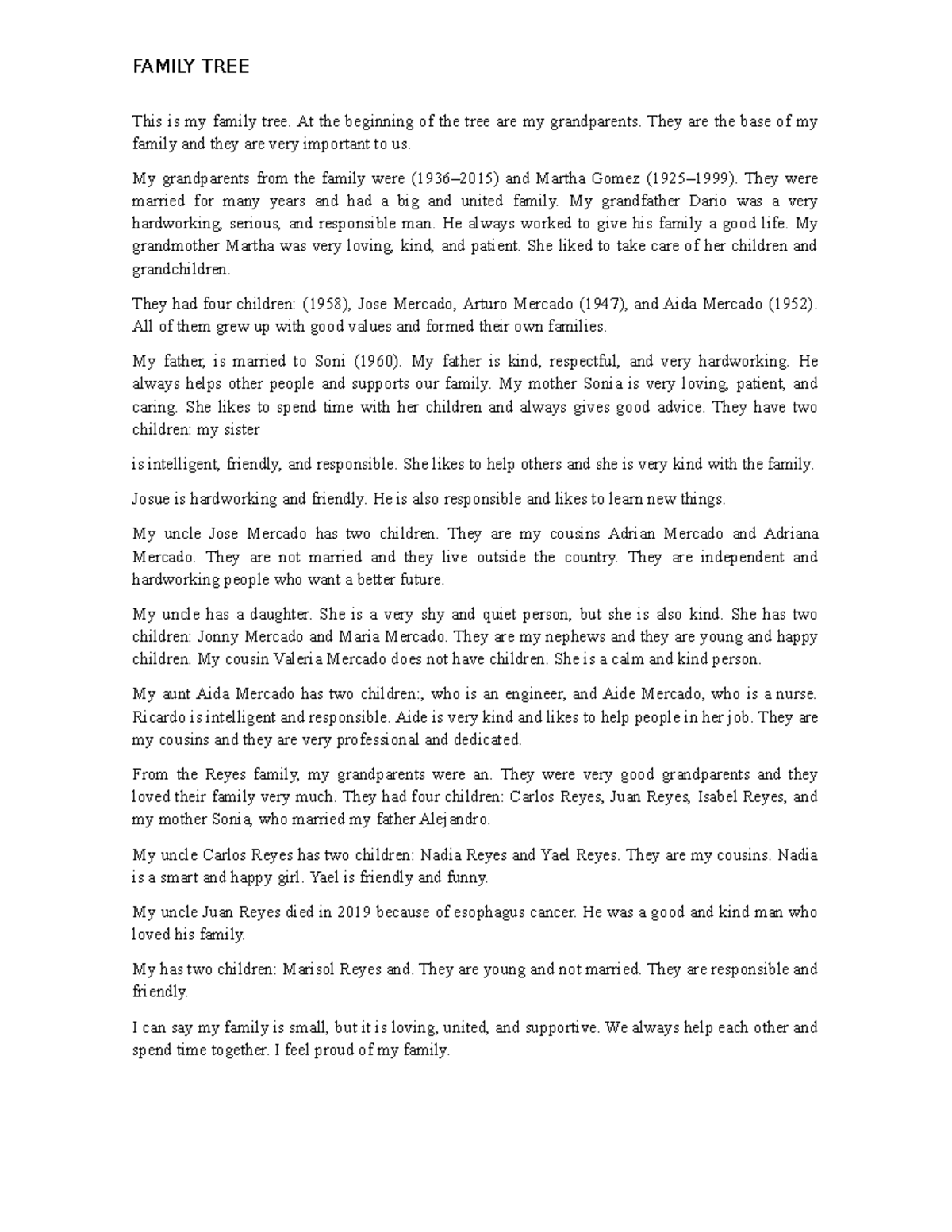 FAMILY TREE: A Detailed Overview of My Family History - Studocu