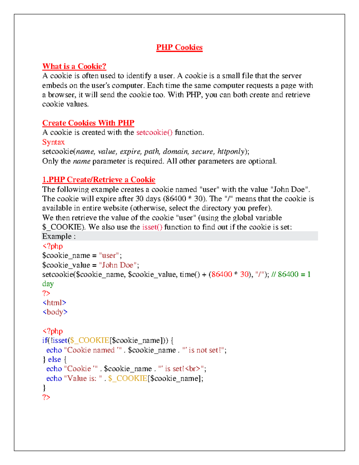Unit 7: PHP Cookies, Sessions & Authentication Overview - Studocu