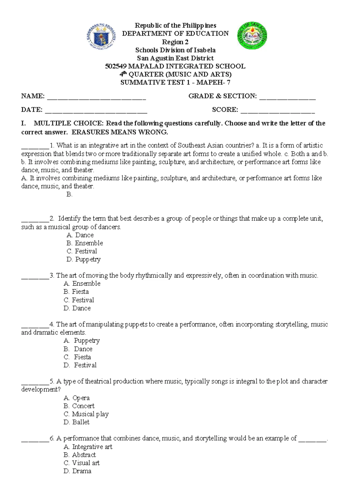 Rubrics for Yoga Performance Assessment (MAPEH 502549) - Studocu