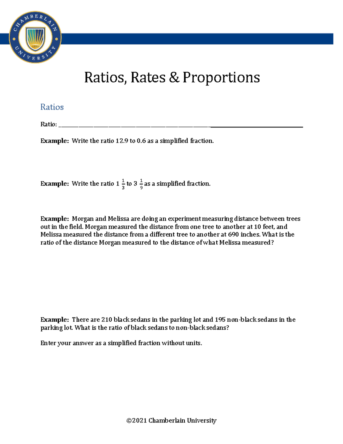 Ratios, Rates, and Proportions Notes - Chamberlain University - Studocu