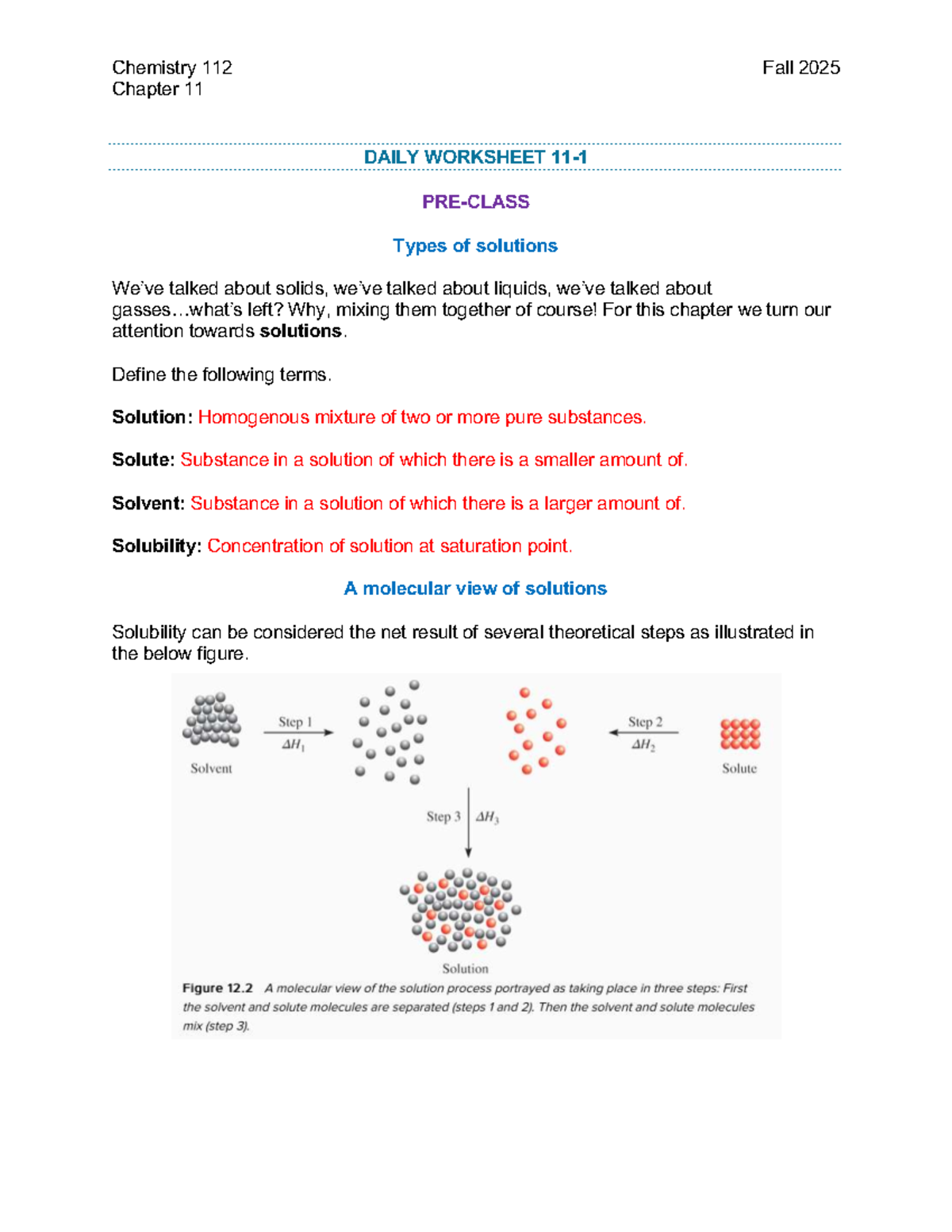 Chemistry 112 Chapter 11 - Understanding Solutions & Solubility - Studocu