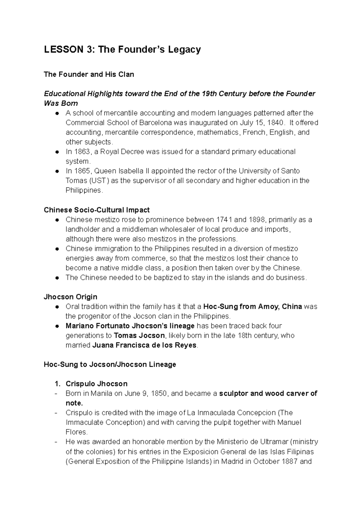 NU Founders History: The Legacy of the Jocson Clan and Education - Studocu