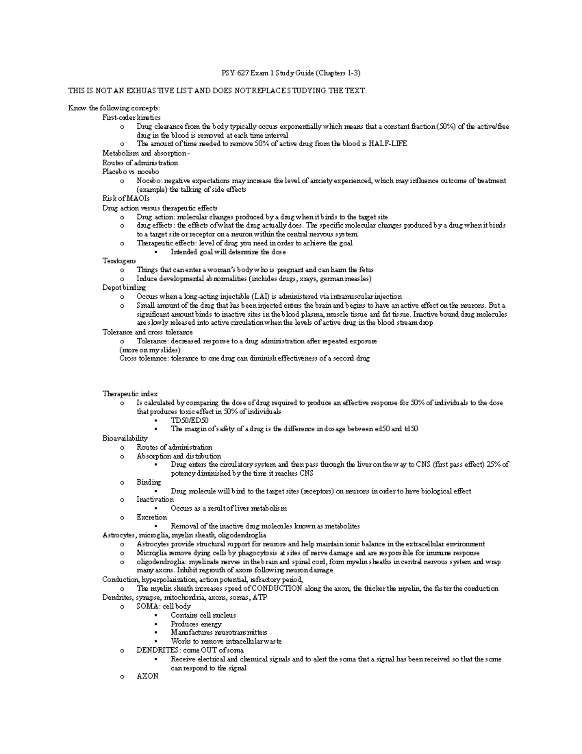 PSY 627 Exam 1 Study Guide: Key Concepts from Chapters 1-3 - Studocu