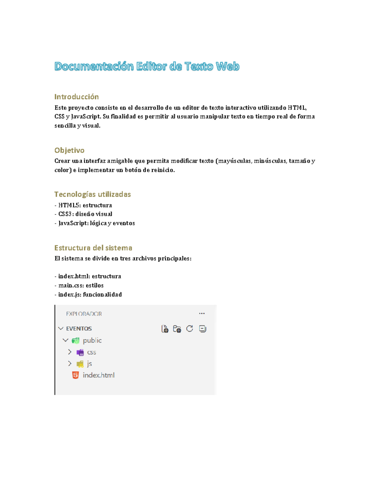 Documentación del Proyecto: Editor de Texto Interactivo (HTML, CSS, JS ...