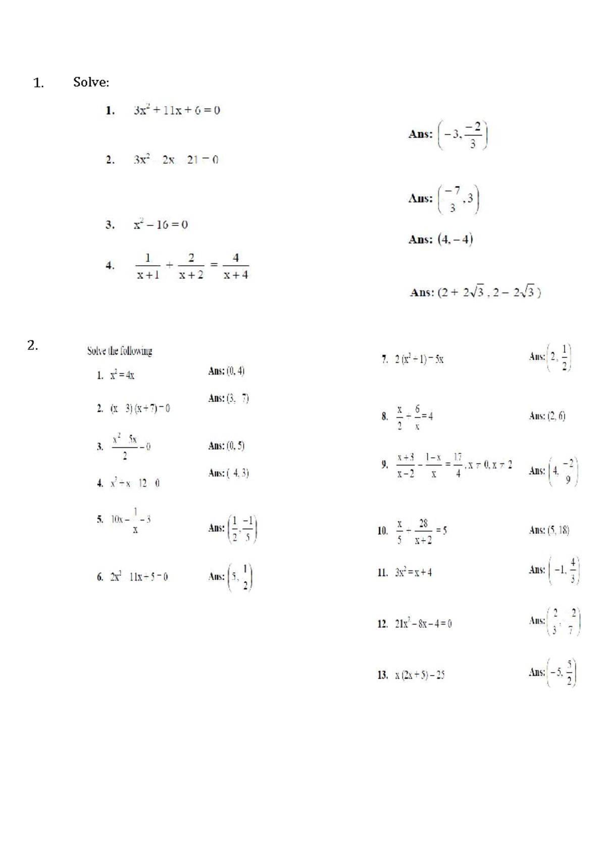 Tut Equations - Tutorial Questions (Math 101) - Studocu