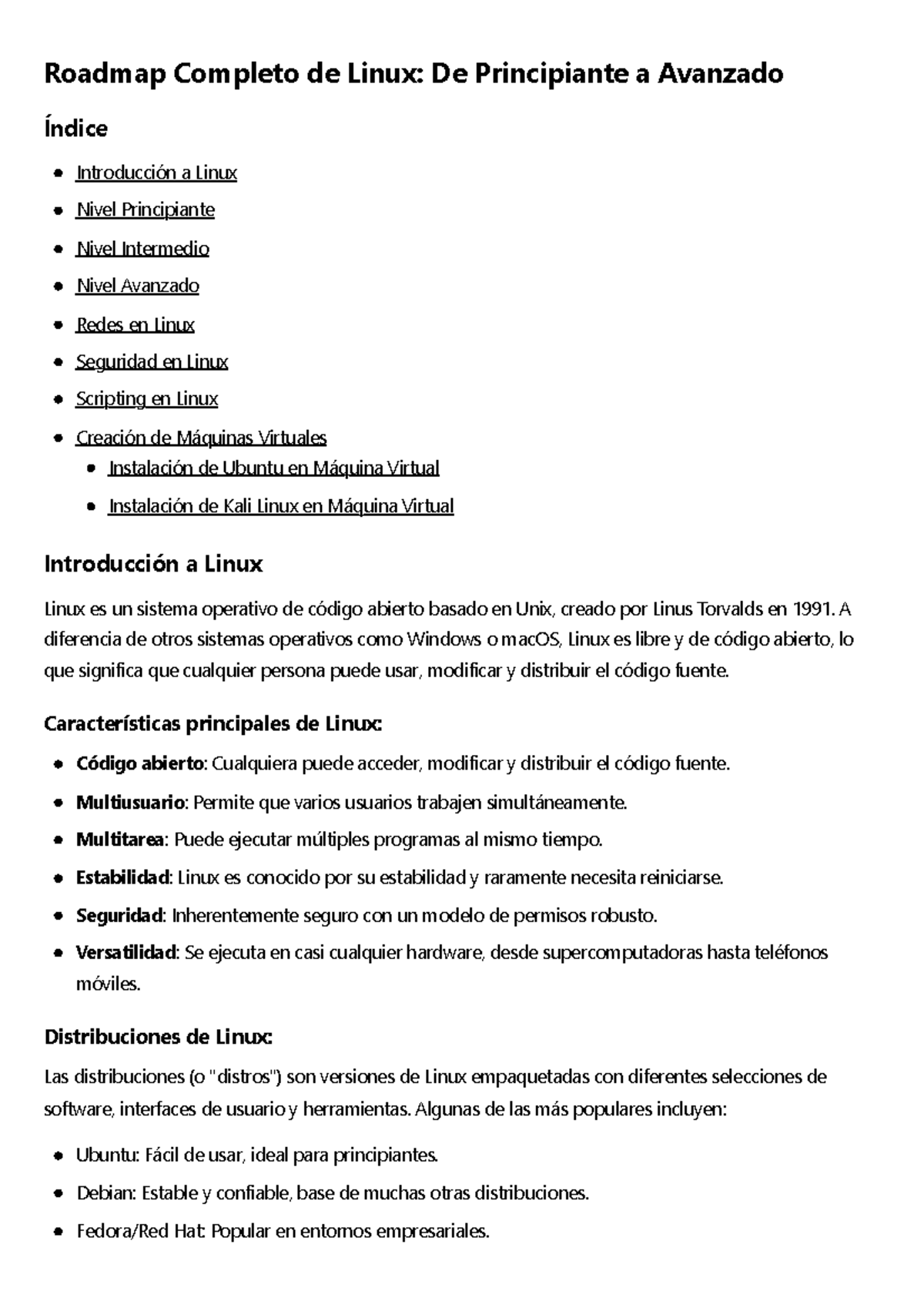 Roadmap Completo de Linux: De Principiante a Avanzado - Studocu