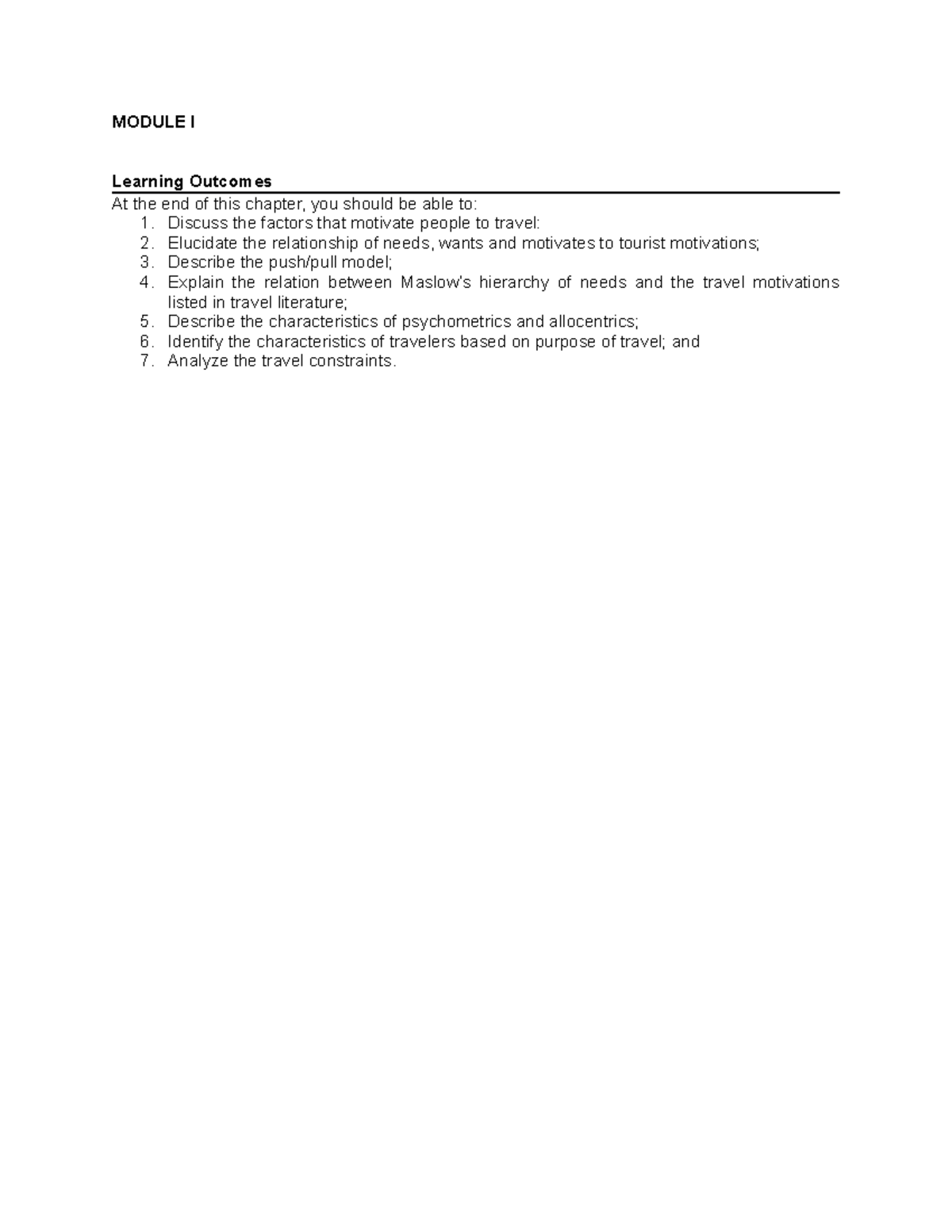 Module I Module 1 Module I Learning Outcomes At The End Of This Chapter You Should Be Able 6338