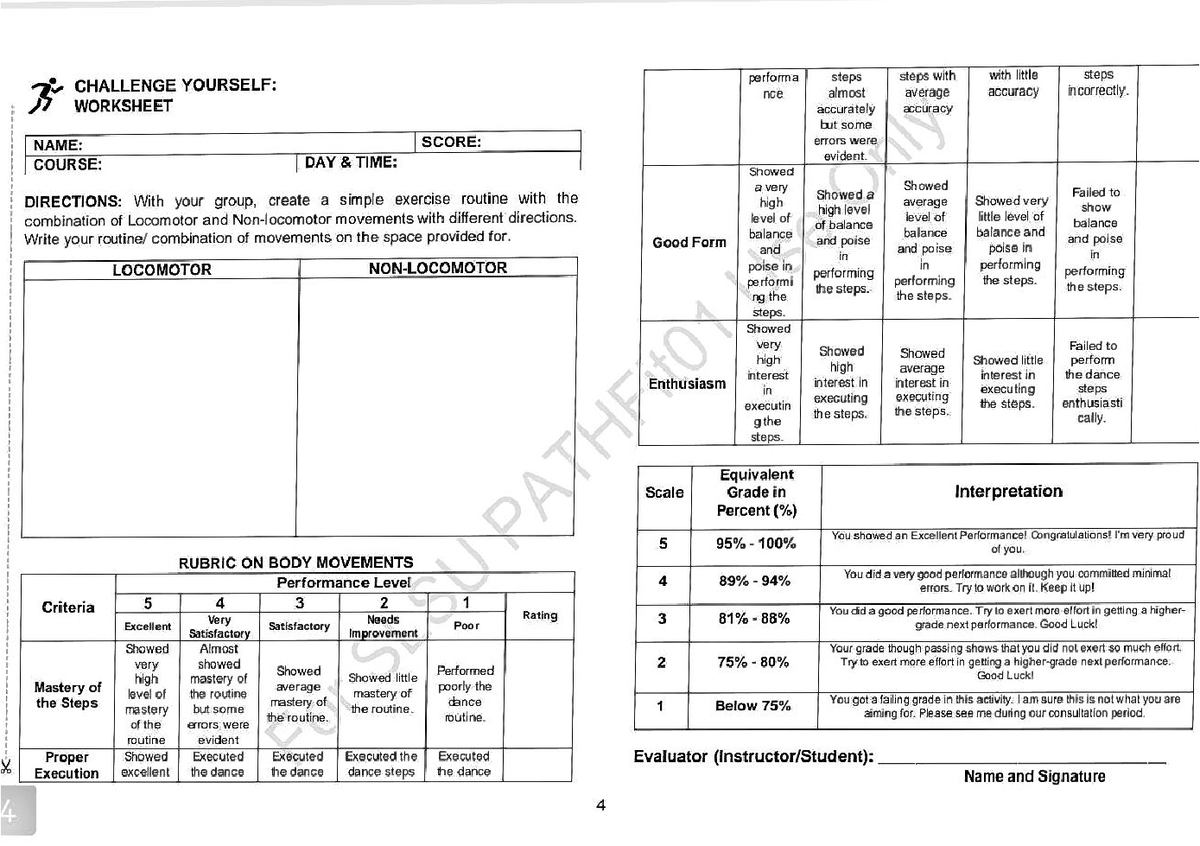 THFit01: Movement Enhancement and Posture Improvement Worksheet - Studocu