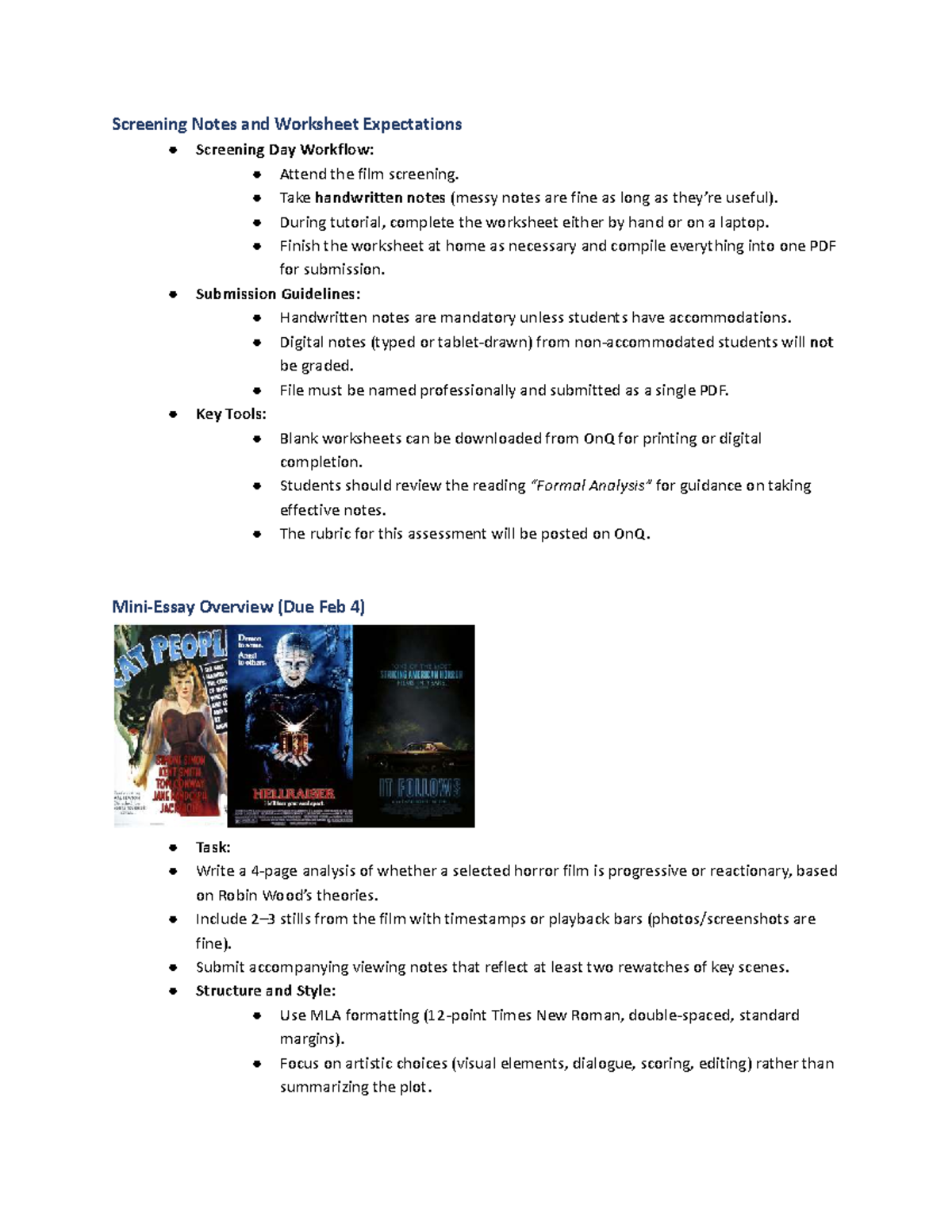 Film210 Week 3 Lecture: Screening Notes & Psychoanalysis in Horror ...