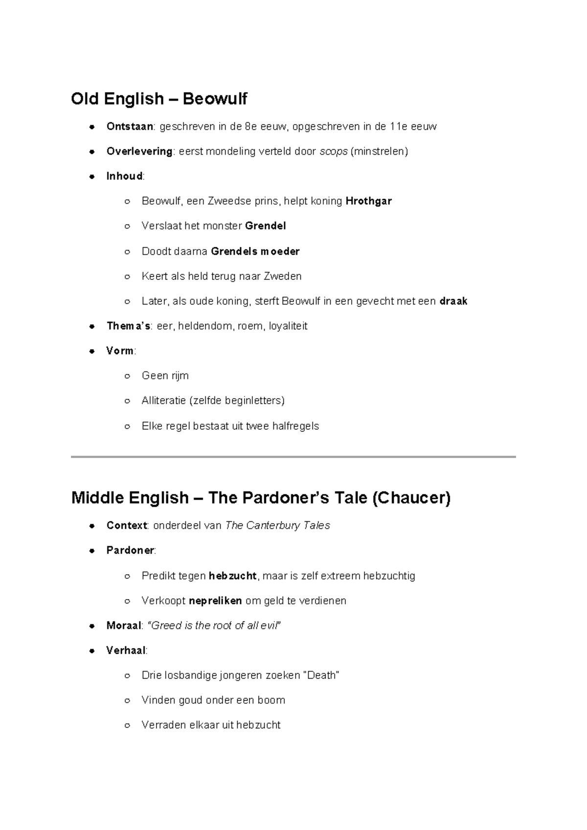 Engels Literatuurgeschiedenis: Beowulf, Chaucer en Shakespeare ...