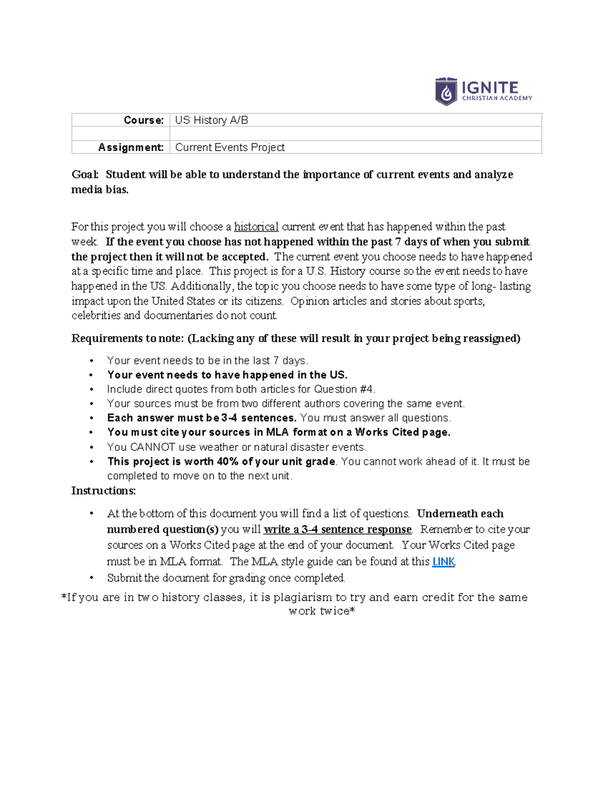 US11 Current Events Project: Analyzing Media Bias in Recent News - Studocu