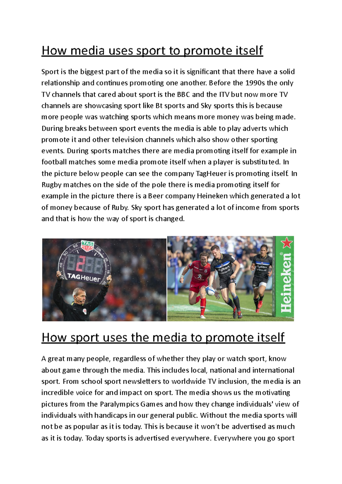 How media uses sport to promote itself - Before the 1990s the only TV ...