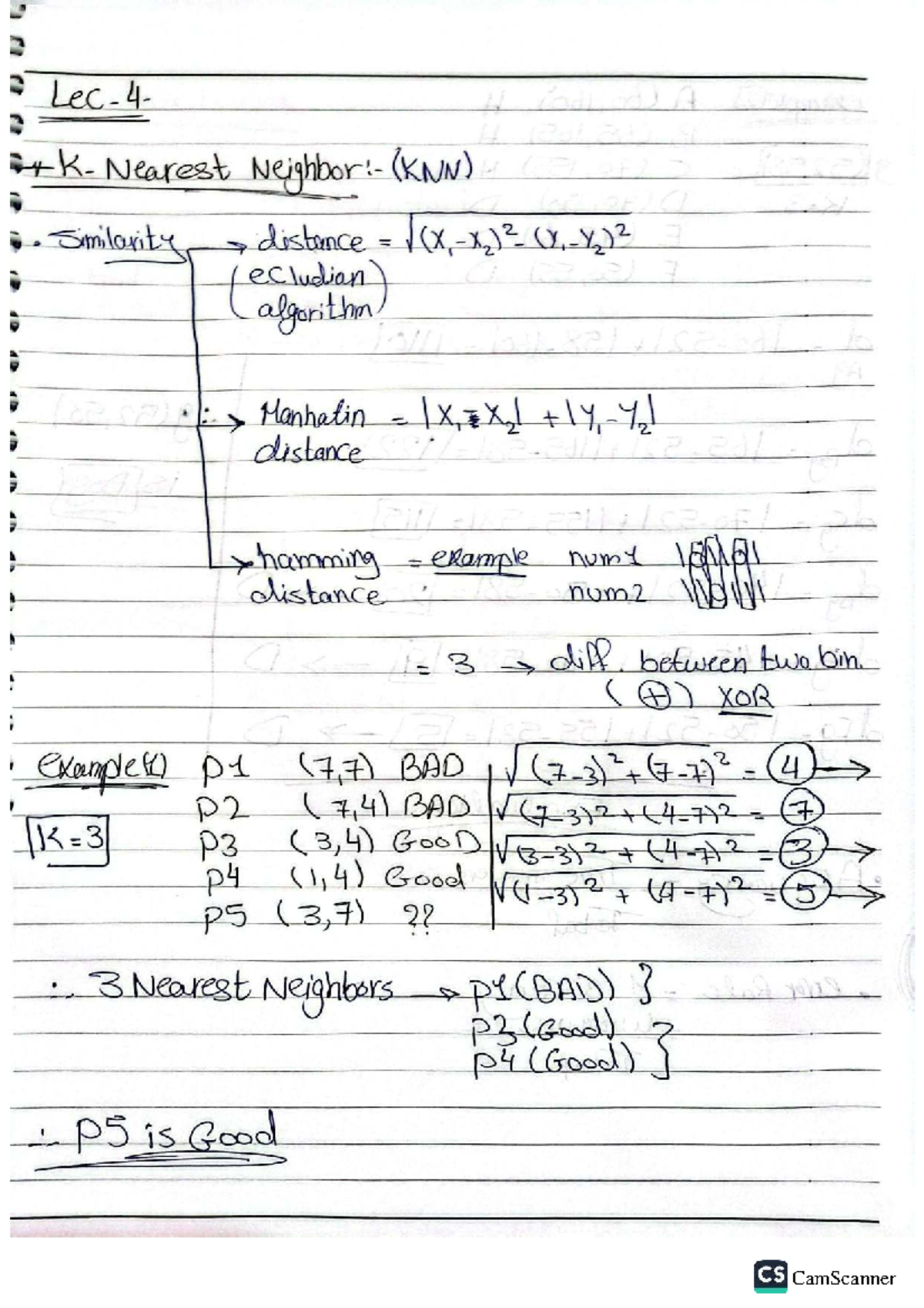ML 3 - K-Nearest Neighbor (KNN) Algorithm Overview and Examples - Studocu