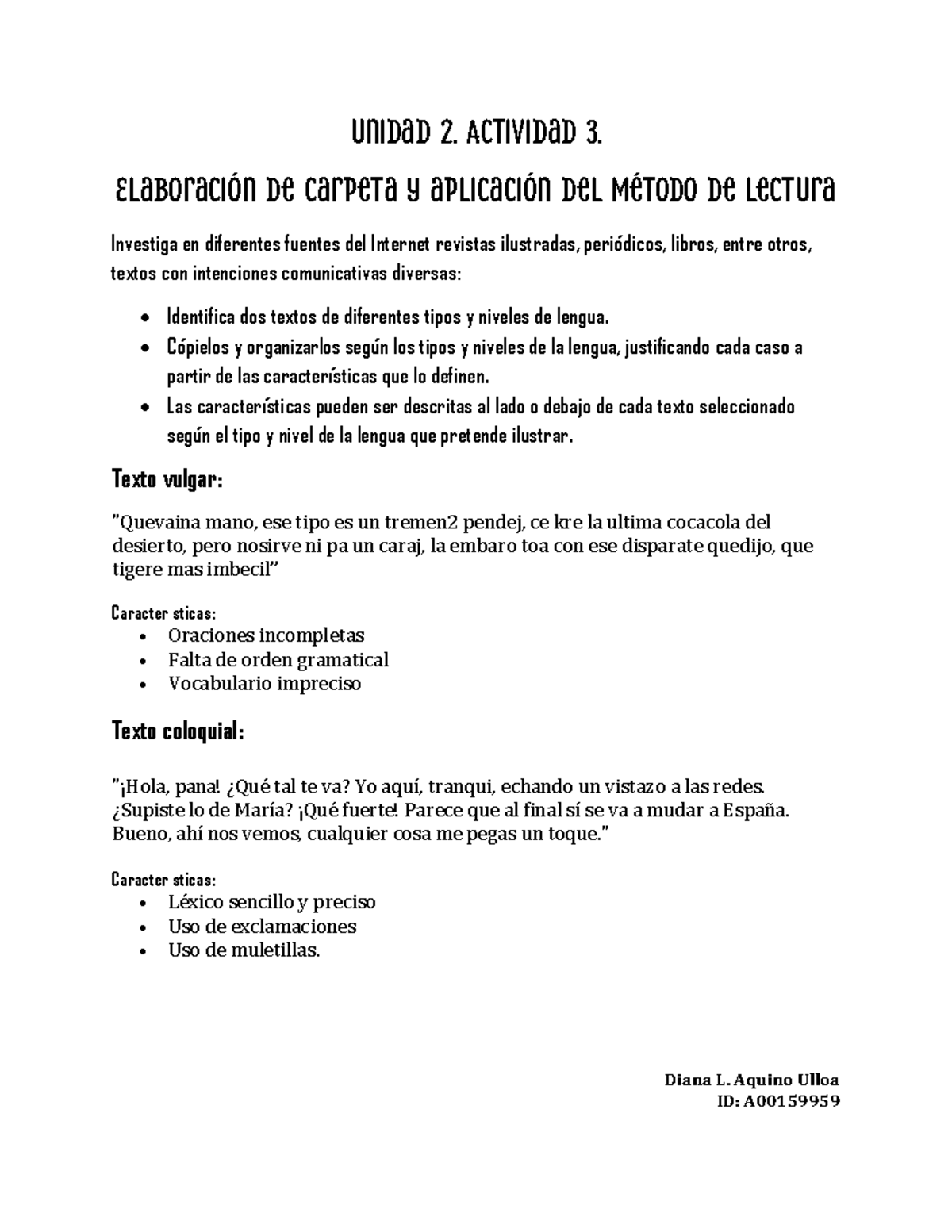 Unidad 2: Actividad 3 - Elaboración de Carpeta y Método de Lectura ...