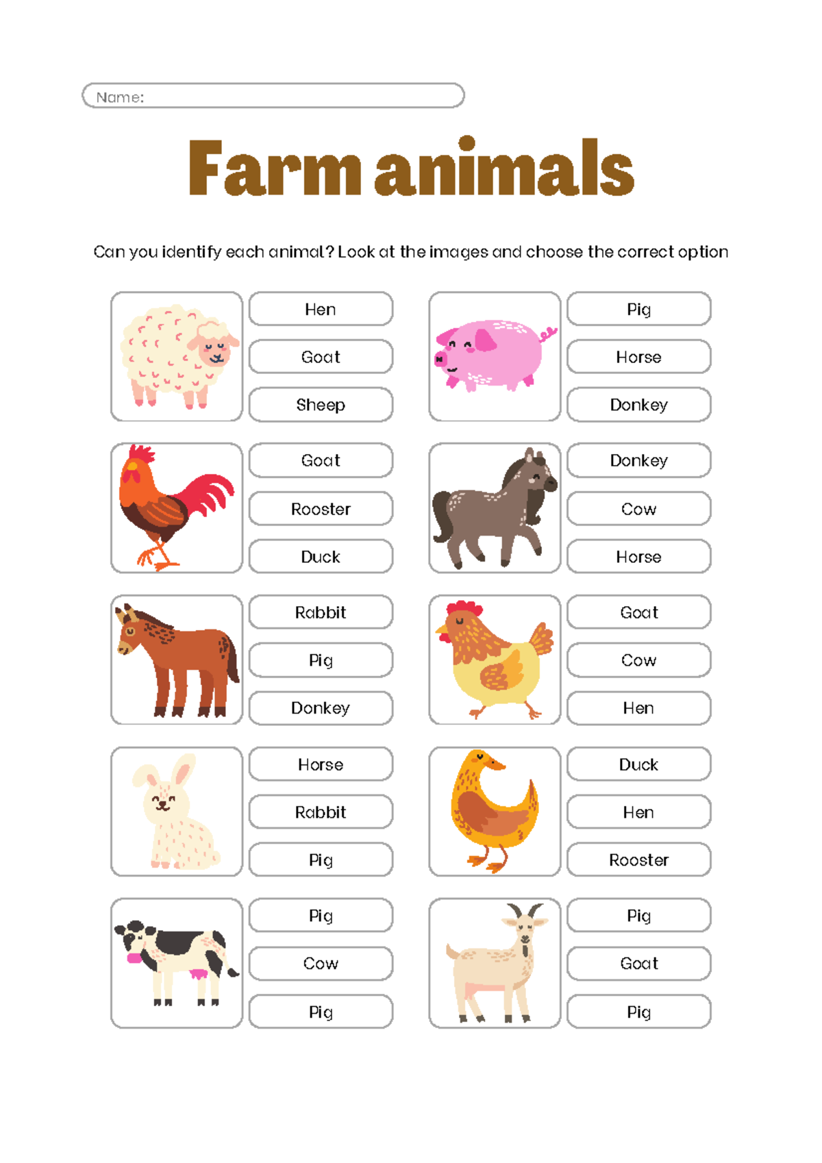 Farm Animals Quiz & Reading Comprehension Guide - FGHFTSDRFRDS - Studocu