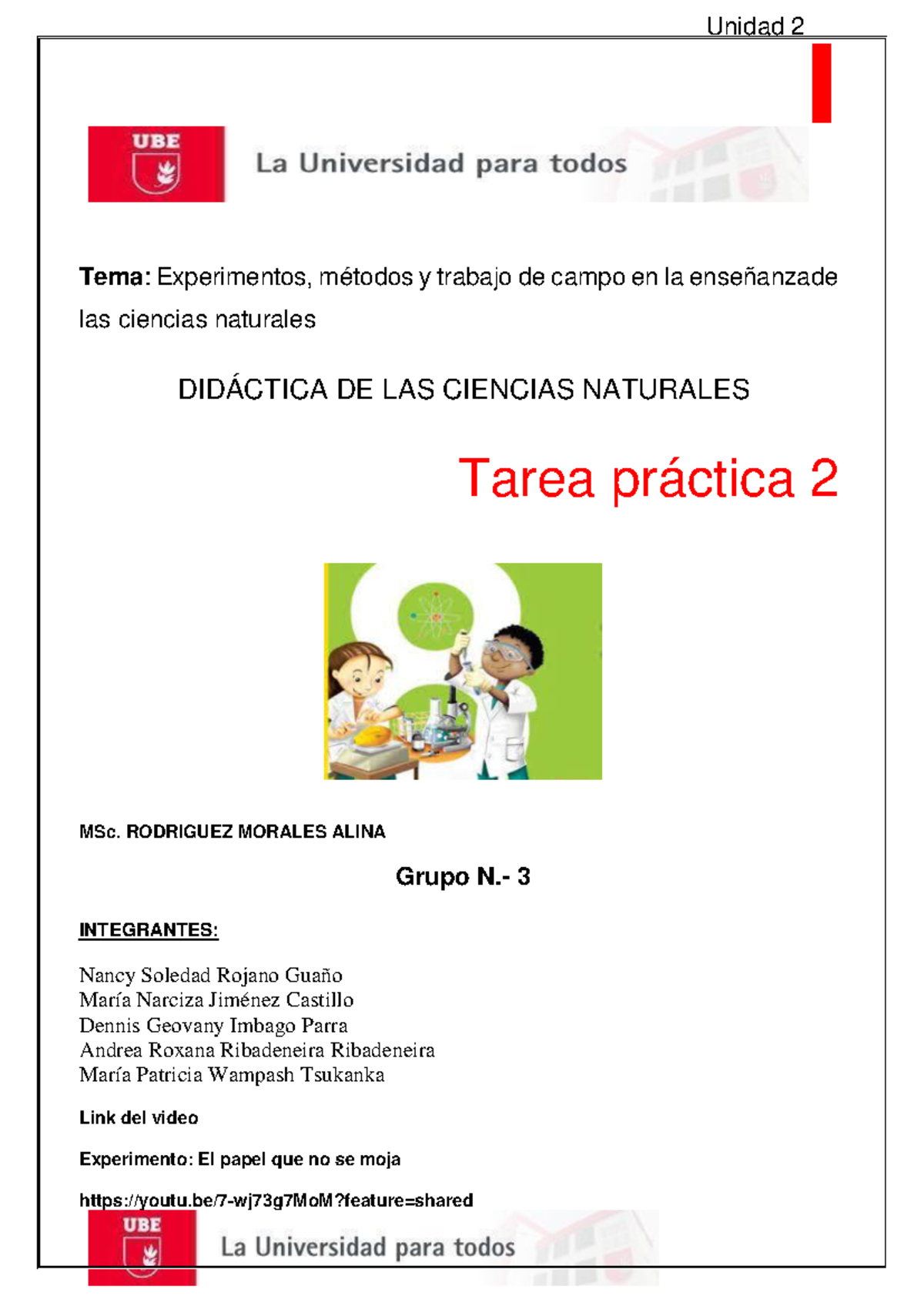 Tarea Práctica 2: Experimentos y Trabajo de Campo en Ciencias Naturales ...