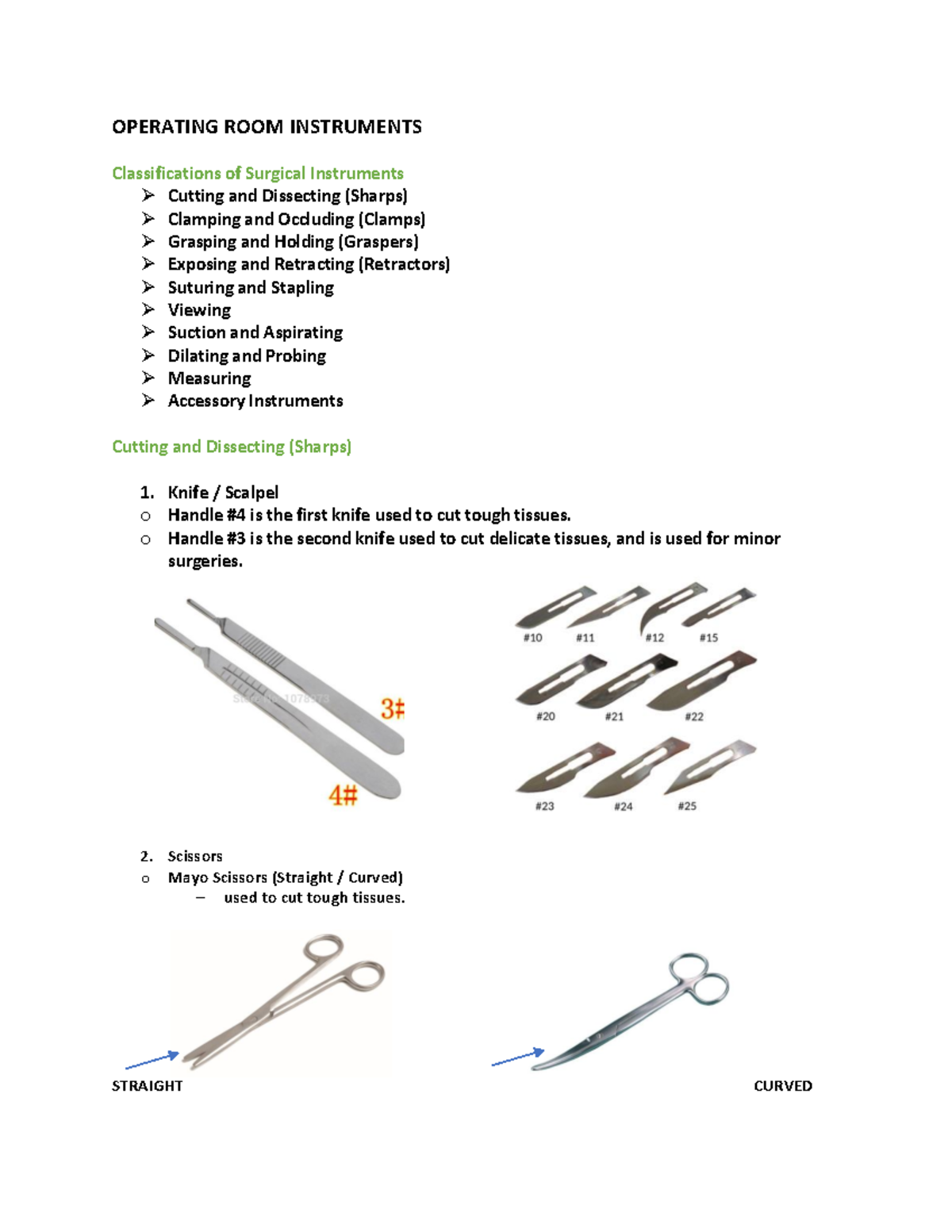 OR- Surgical Instruments Overview and Classifications - Studocu