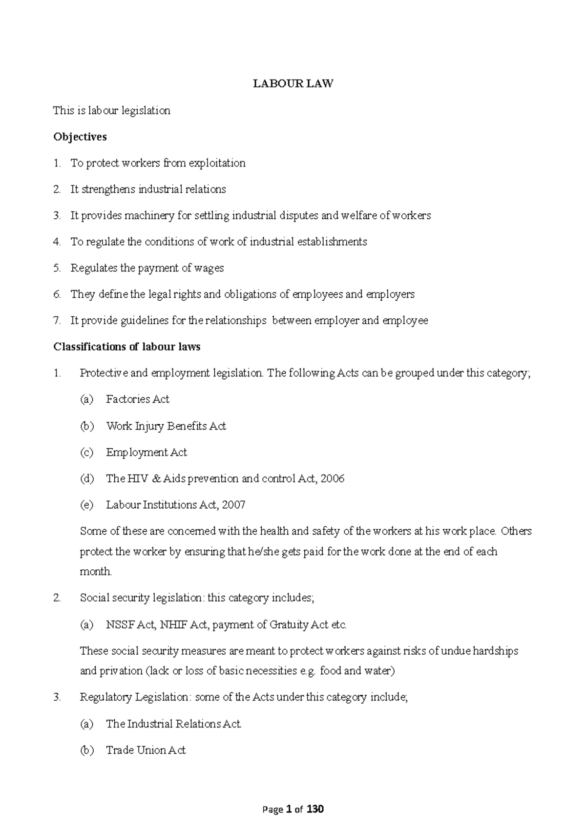 Labour Law and Industrial Relations All Notes - LABOUR LAW This is ...