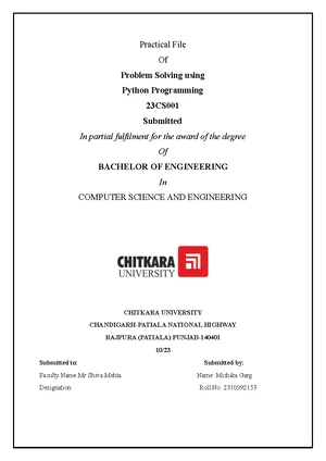 B01 Thareja, Reema, ”Python Programming Using Problem Solving Approach” - Assistant Professor ...