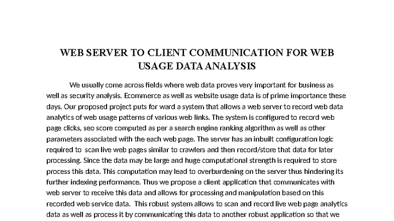 S118 - Web Server to Client Communication for Web Data Analysis - Studocu