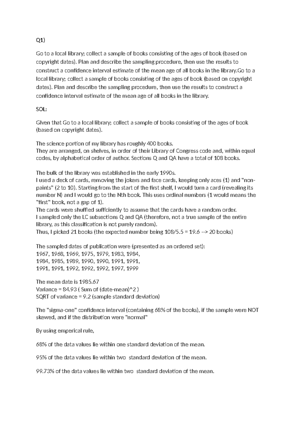 Docx - .................... - Q1) Go to a local library; collect a ...