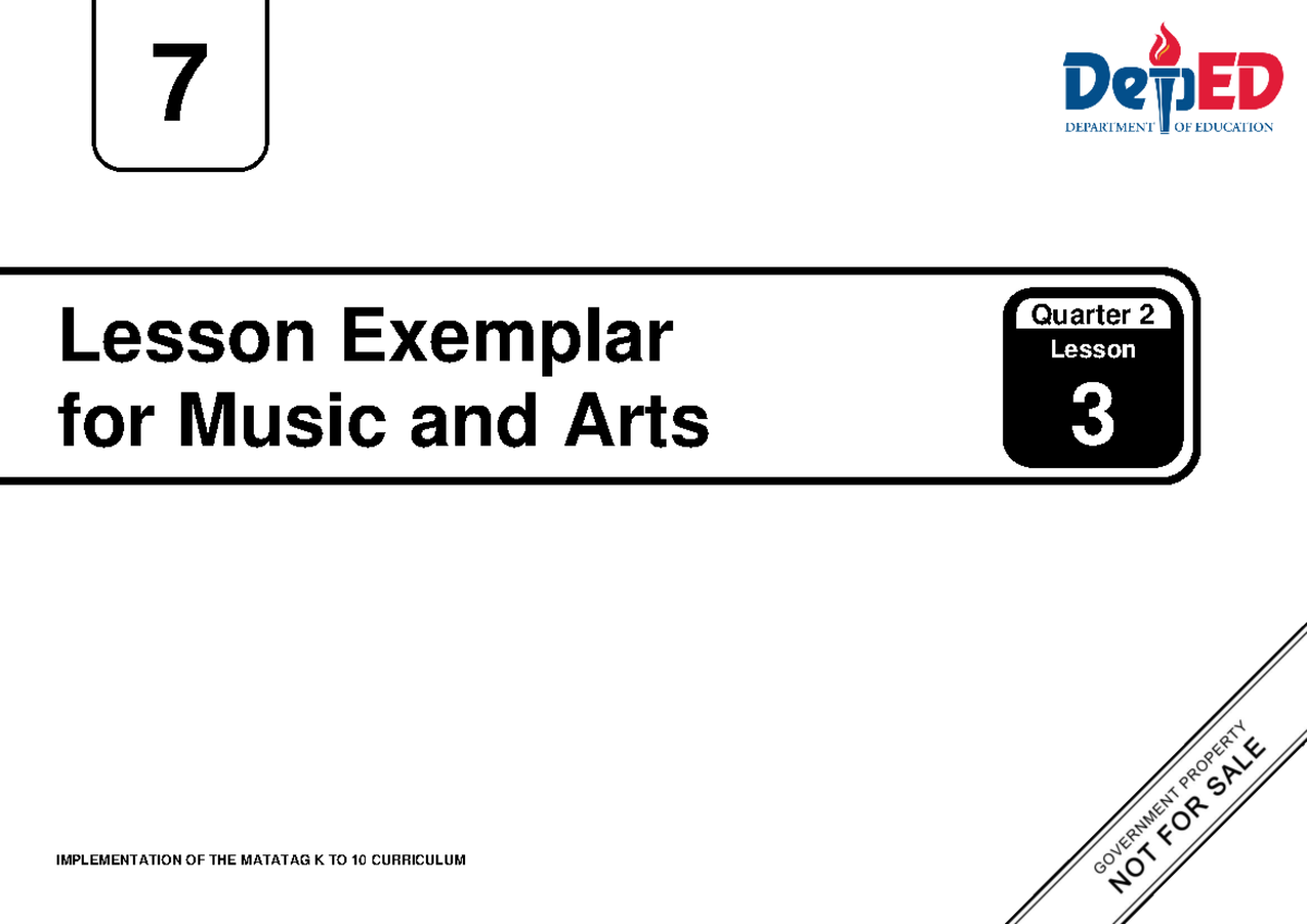Music and Arts 7 Q2: Lesson Exemplar for Weeks 3-4 - Studocu