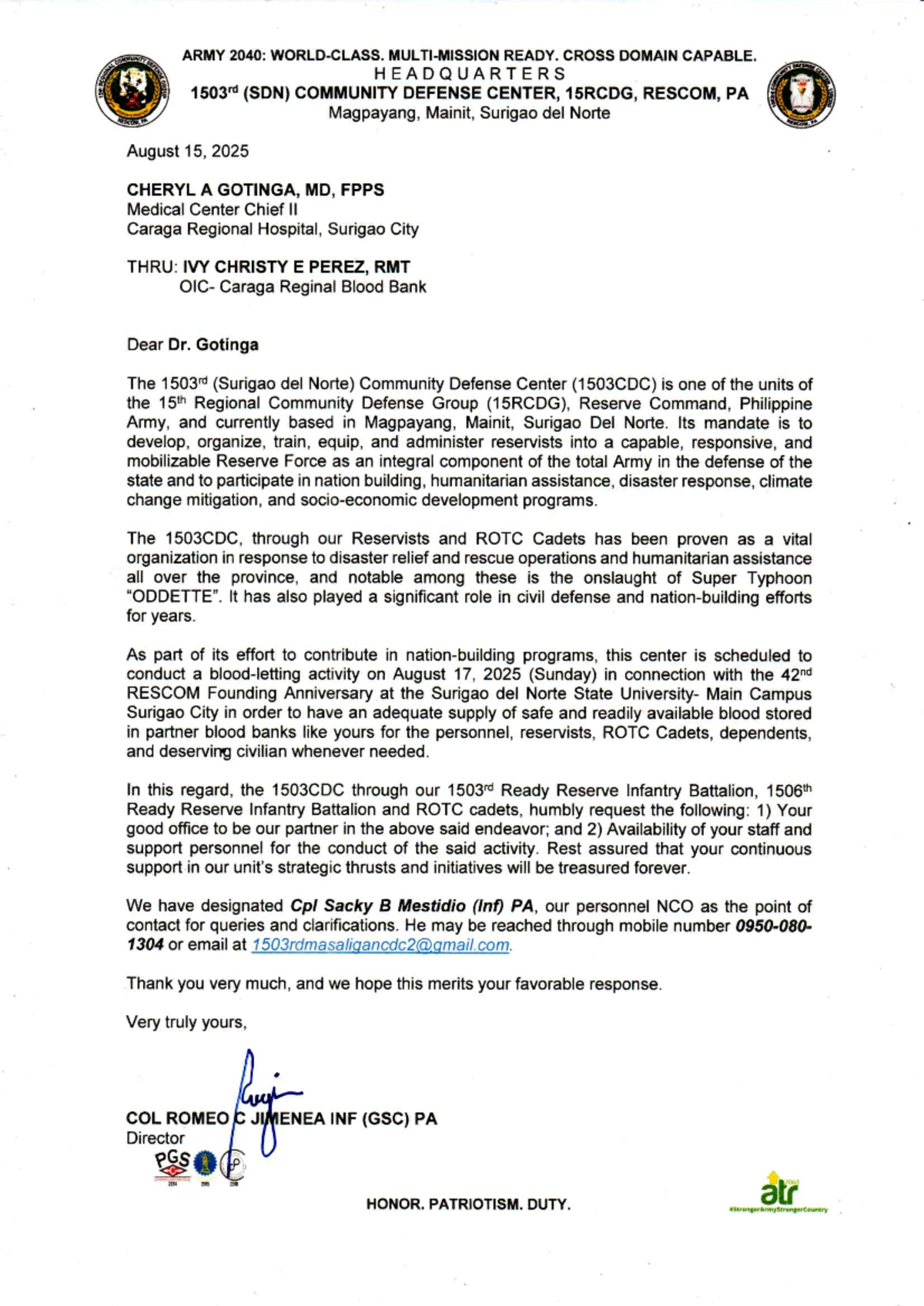 ARMY 2040: Request for Blood Bank Partnership - 1503CDC - Studocu