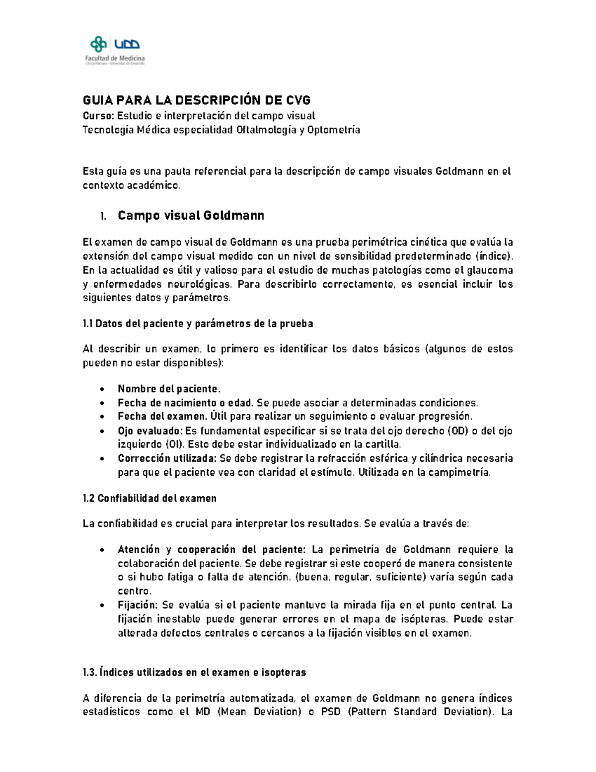 Guía para la Descripción del Campo Visual Goldmann - Curso 7769023 ...