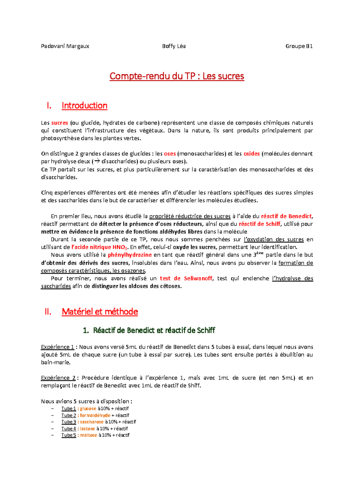 Compte-rendu TP Sucres - Warning: TT: undefined function: 32 Padovani Margaux Boffy Léa Groupe B ...
