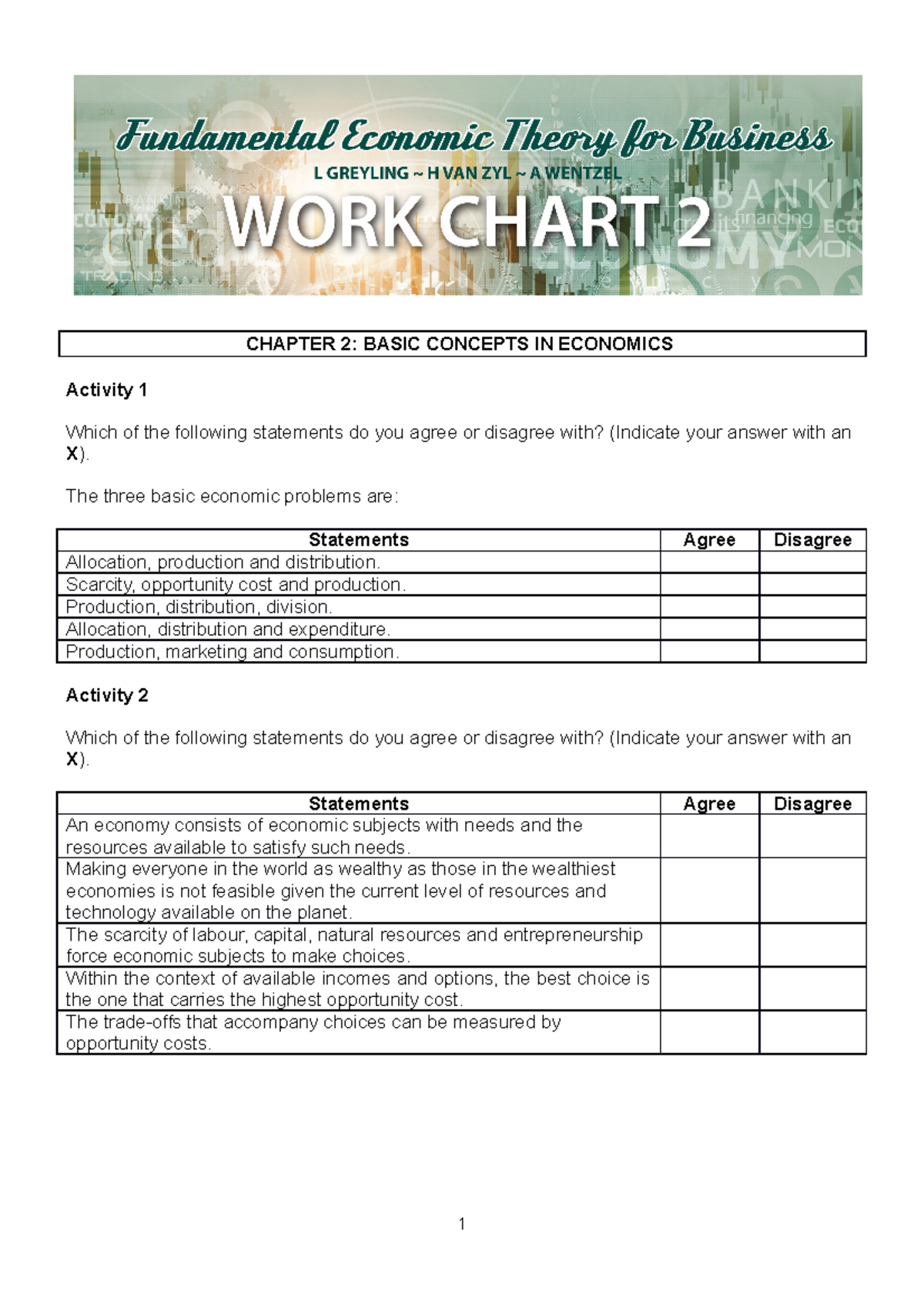 Work-Chart 2 - CHAPTER 2: BASIC CONCEPTS IN ECONOMICS Activity 1 Which ...