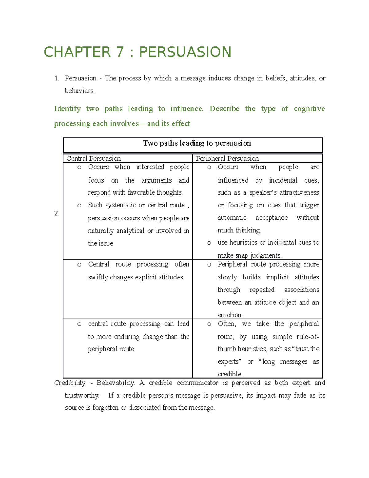 Chapter 7: The Psychology of Persuasion in Communication - Studocu