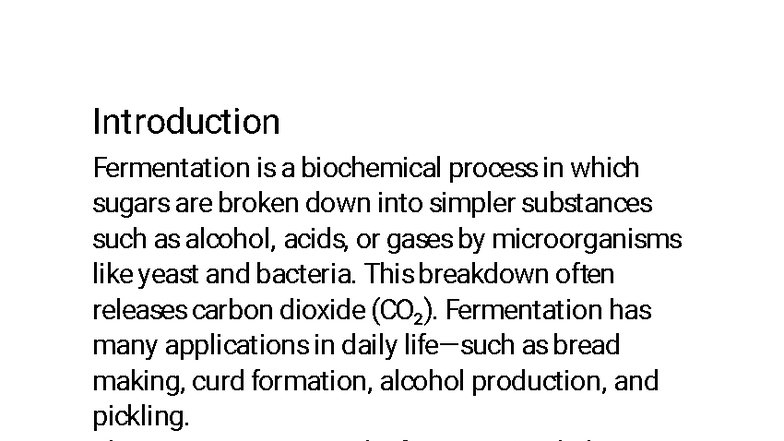 Chem - Practical Study of Fermentation in Various Substrates - Studocu