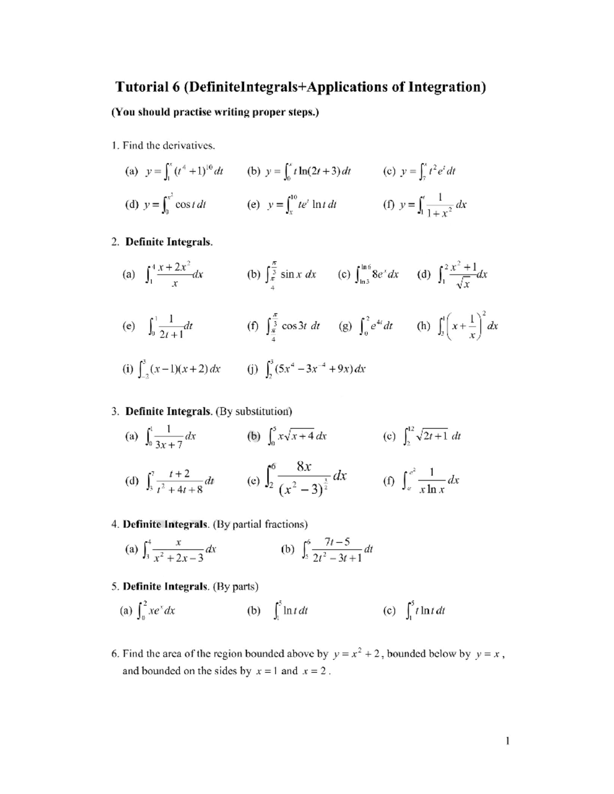 CMA6114 Tutorial 06: Definite Integrals & Applications of Integration ...