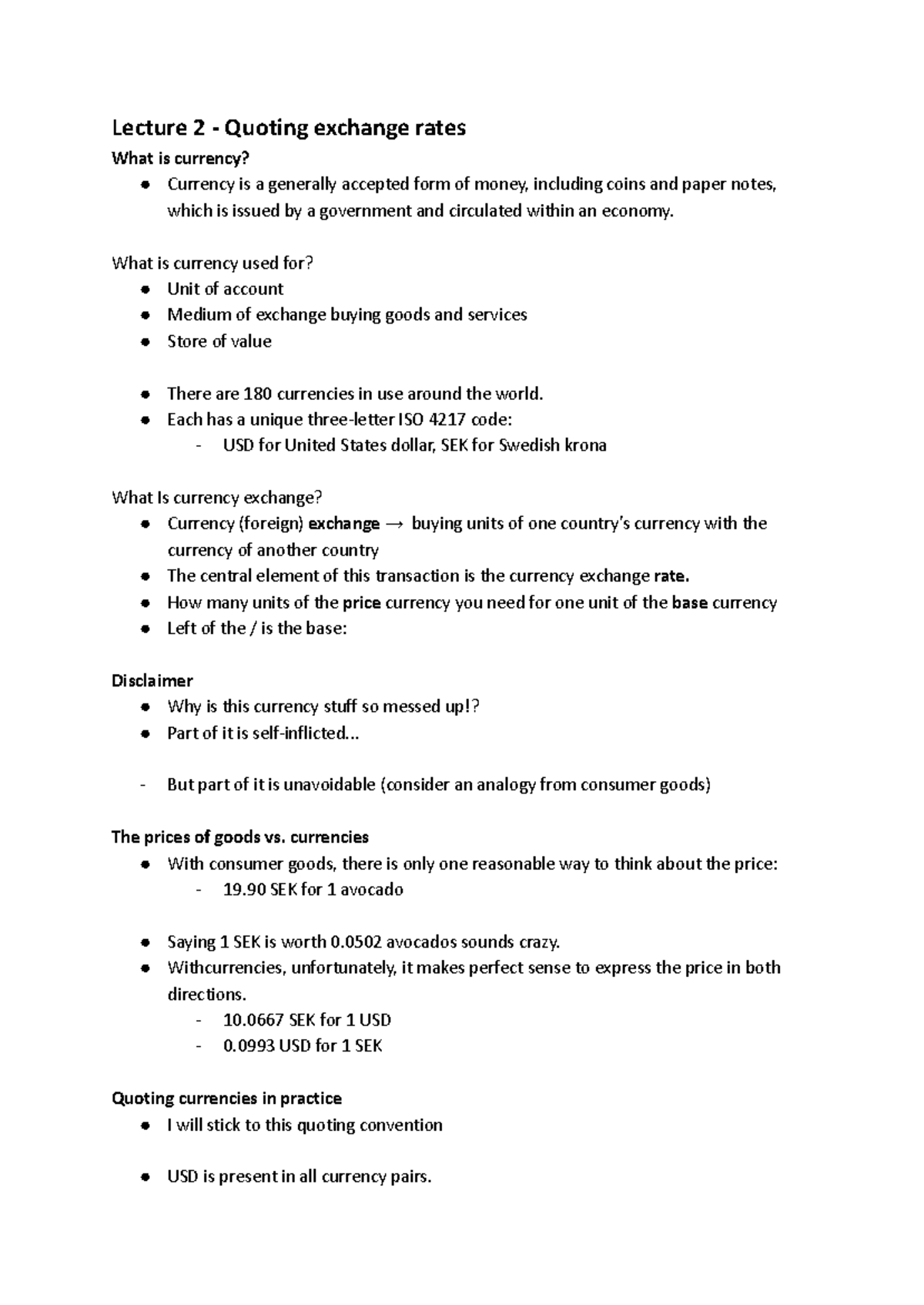 Lecture 2: Understanding Currency and Exchange Rates - Studocu