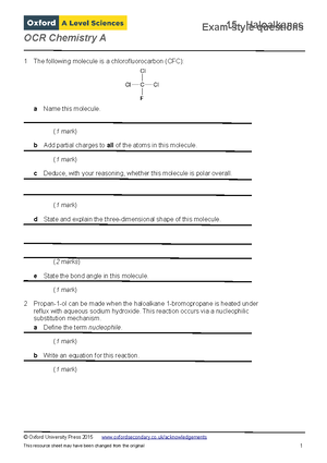 A Level Chemistry PAGs Extension opportunity answers - OCR A - PAG 1 ...