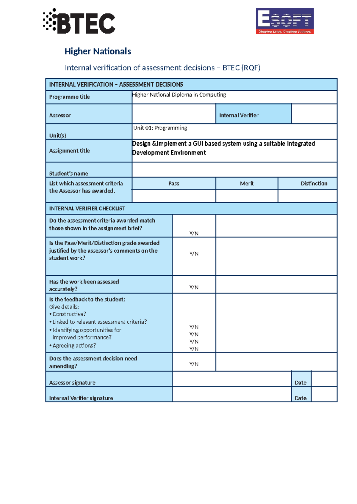 Unit 01 - Programming Assignment 01: Designing a GUI System in IDE - Studocu