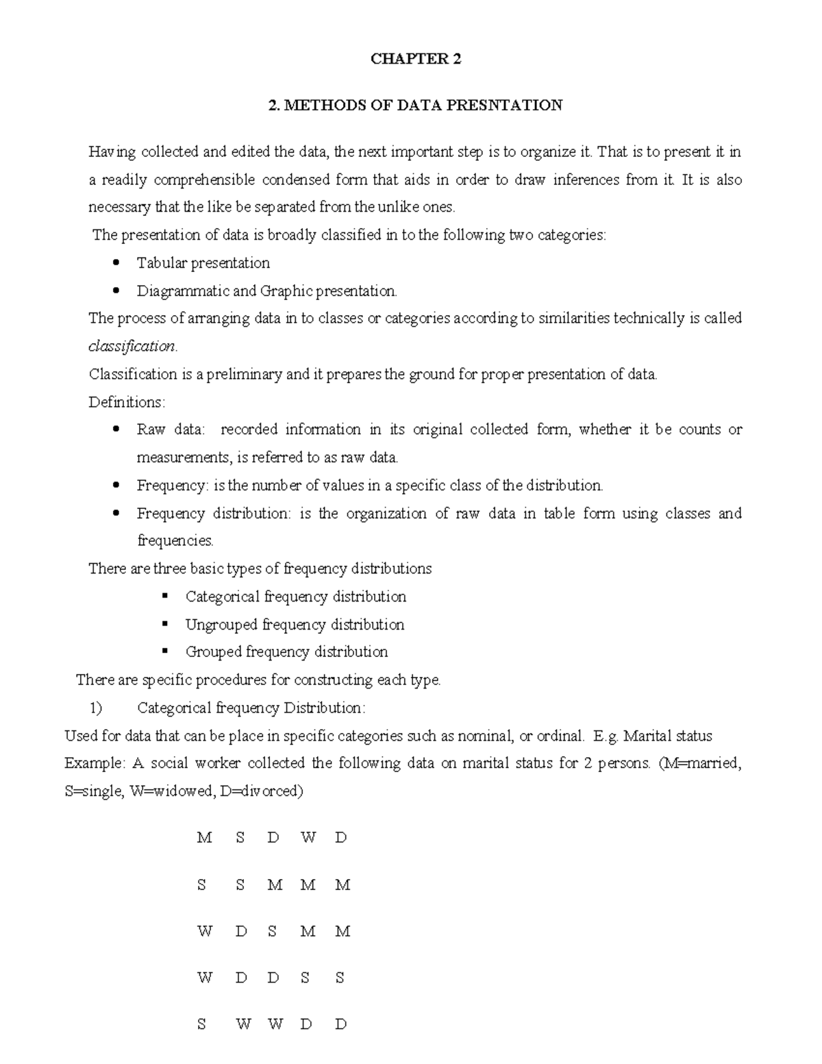 CHAPTER 2: METHODS OF DATA PRESENTATION IN STATISTICS (STAT 101) - Studocu