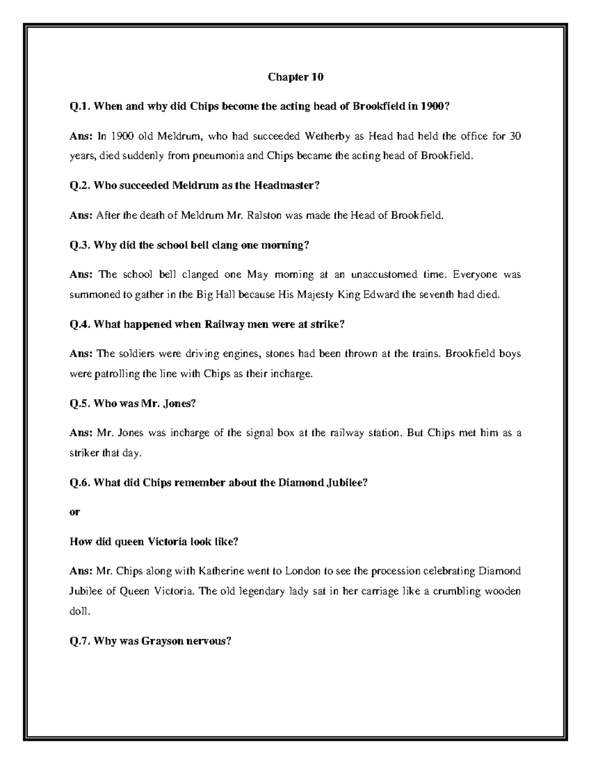 Chapter 10 Q&A: Key Events in Brookfield History - Studocu