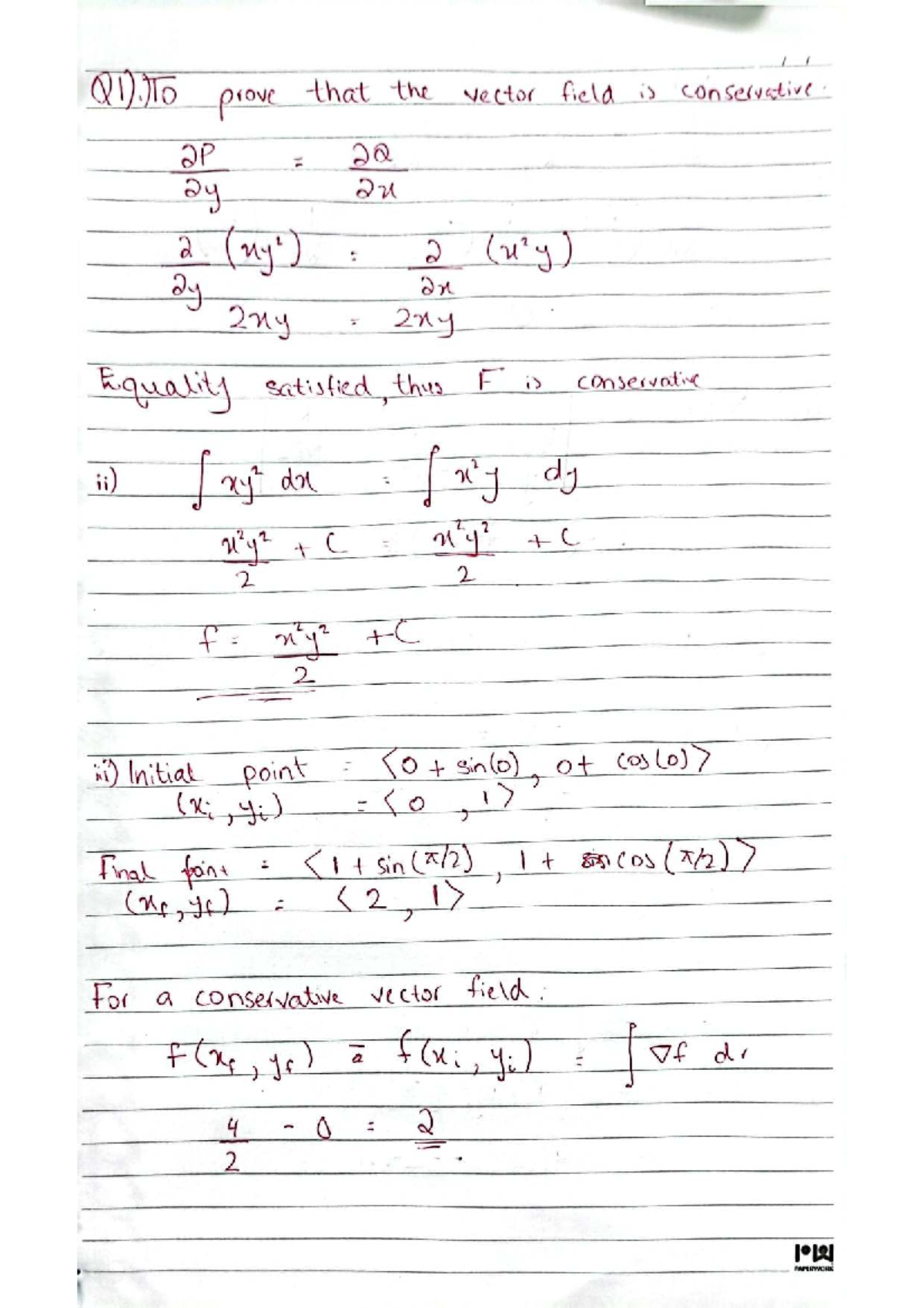 Quiz 11-12 Solutions: Proving Conservative Vector Fields - Studocu