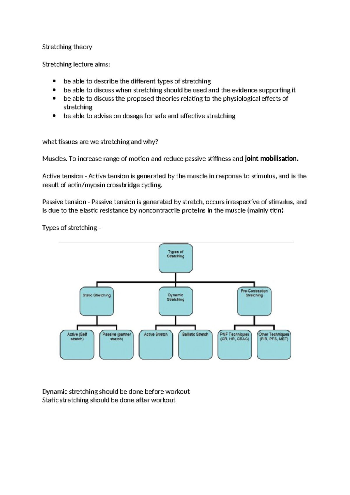 Stretching Lecture Notes: Types, Benefits, and Dosage Guidelines - Studocu