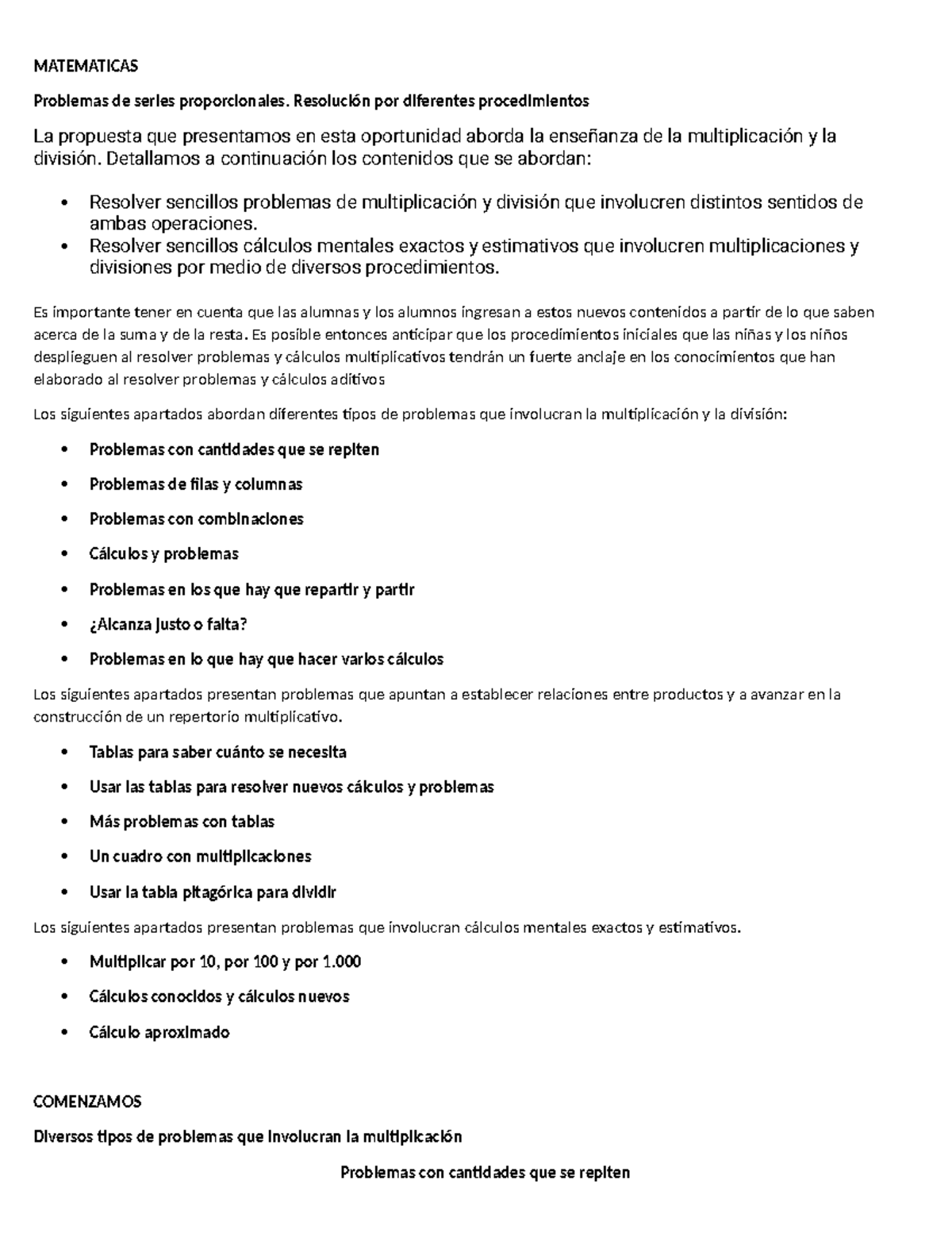 MATEMÁTICAS Problemas de Multiplicación y División: Estrategias y ...