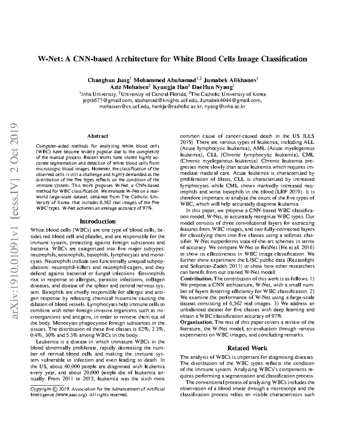 Paper 1 CNN Based Architecture 1910 - W-Net: A CNN-based Architecture ...
