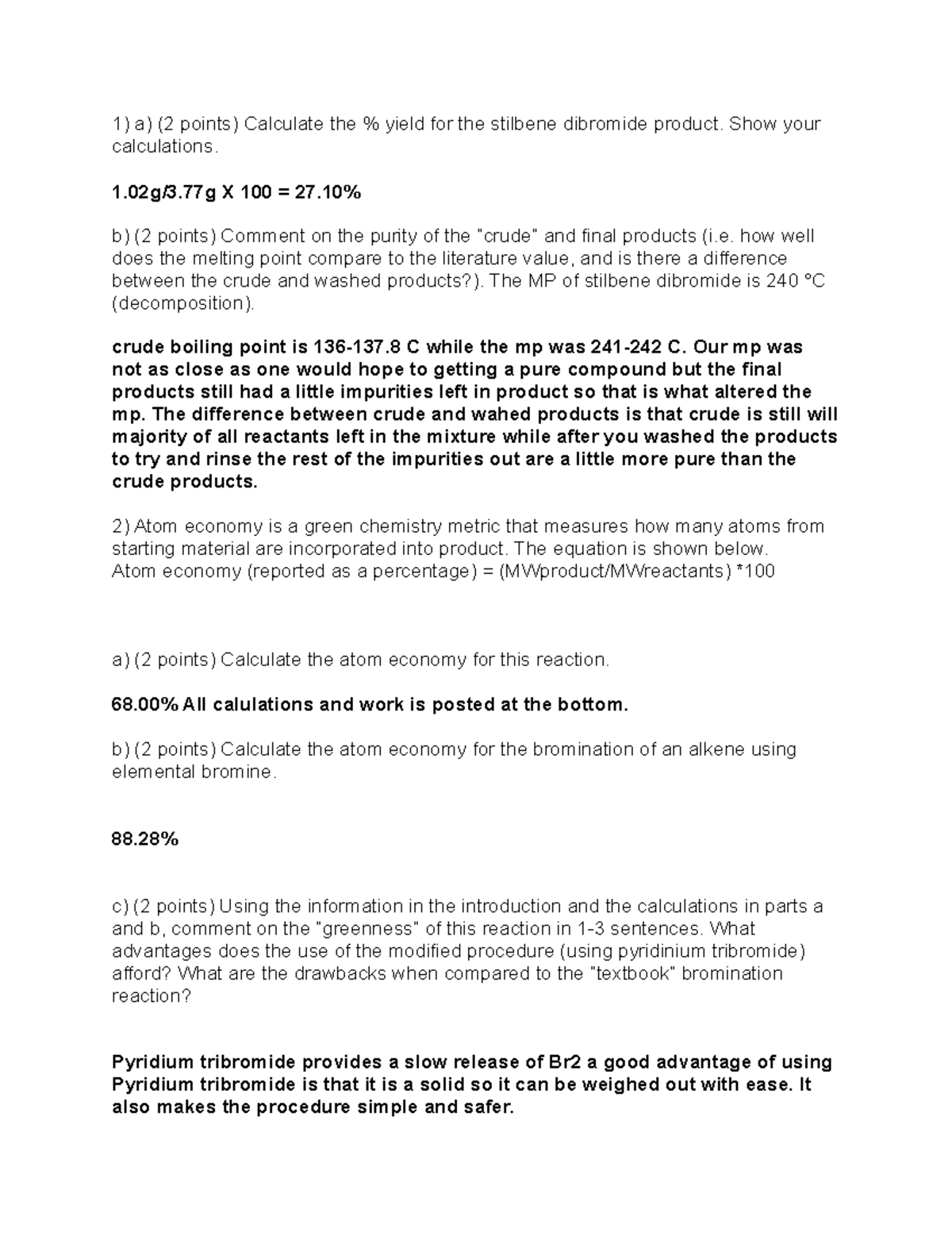 Bromination Post Lab Report - Mary Fennimore (Chem 101) - Studocu