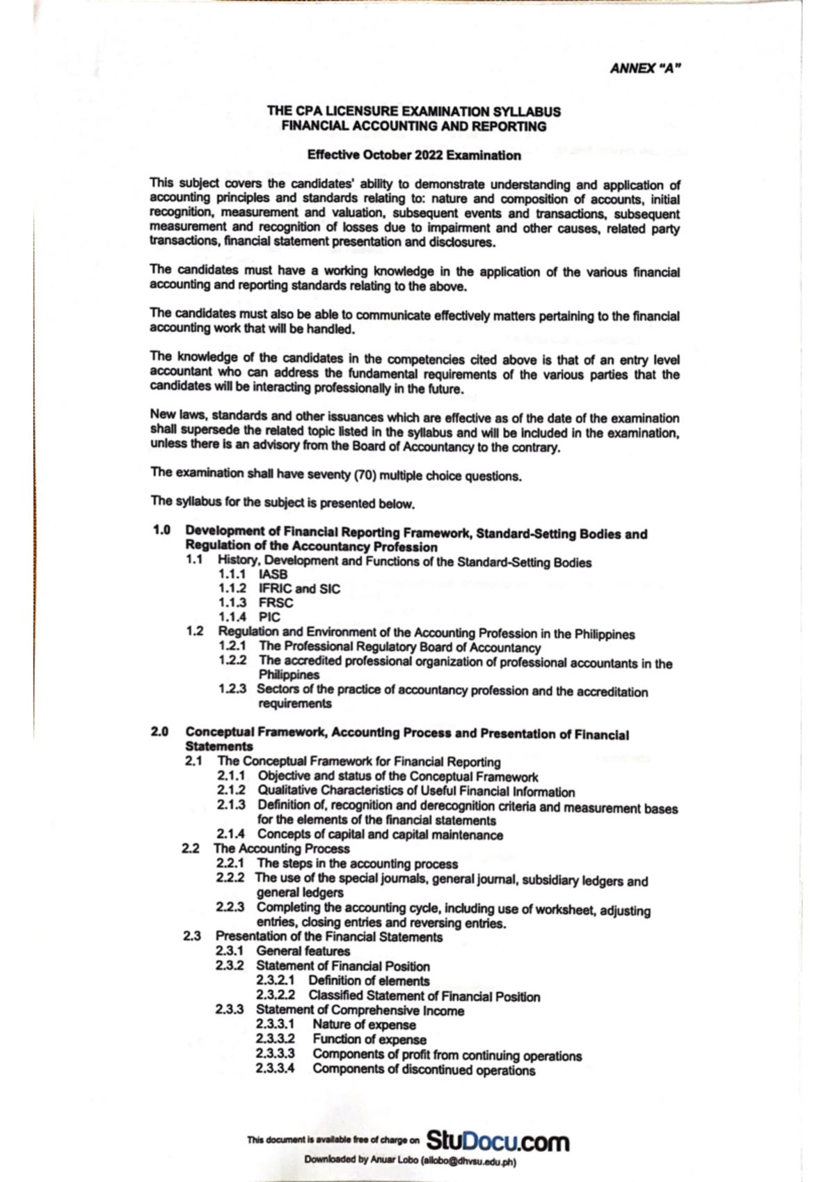 FAR-REV: Revised Syllabus for CPA Examination in Financial Accounting ...