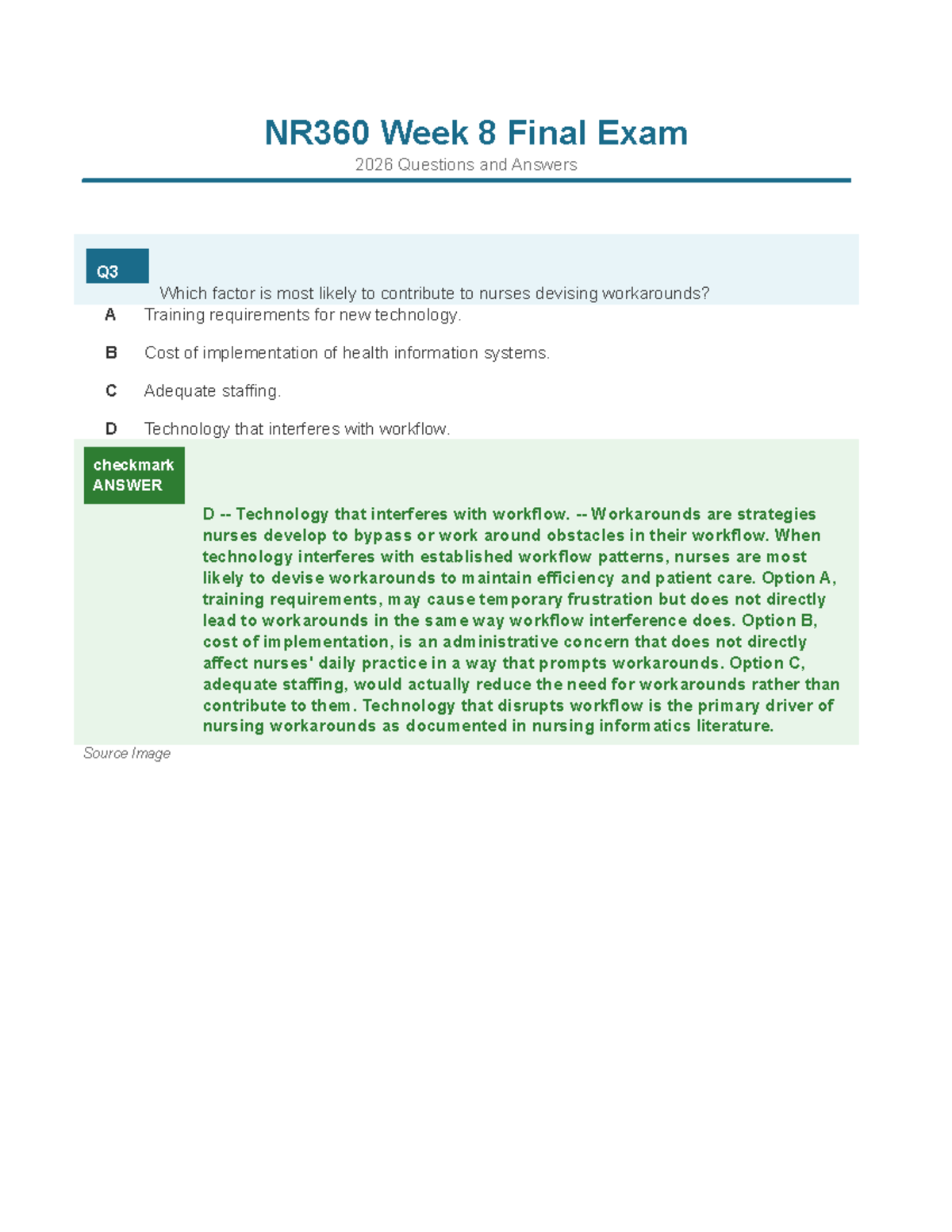 NR360 Week 8 Final Exam - Key Questions & Answers - Studocu