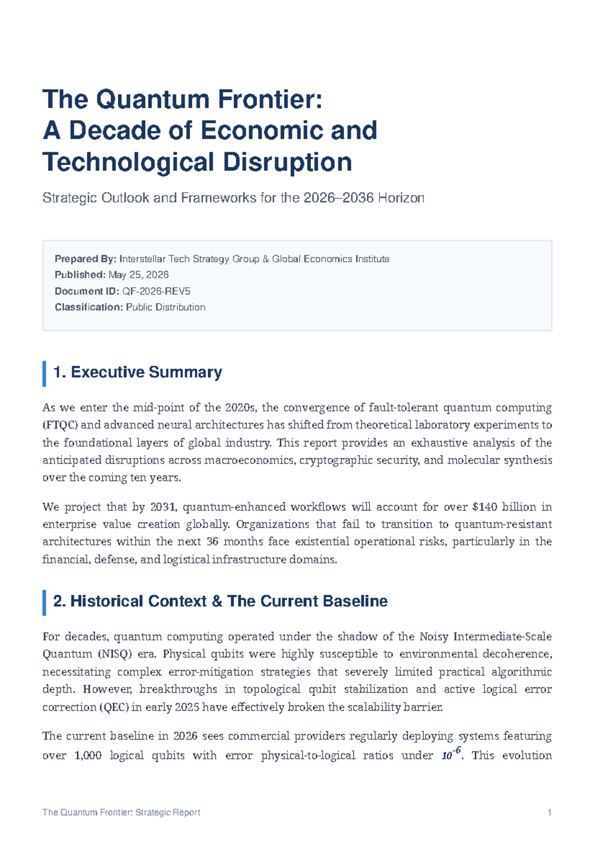 Quantum Frontier Strategic Report: Economic & Tech Disruptions (2026 ...